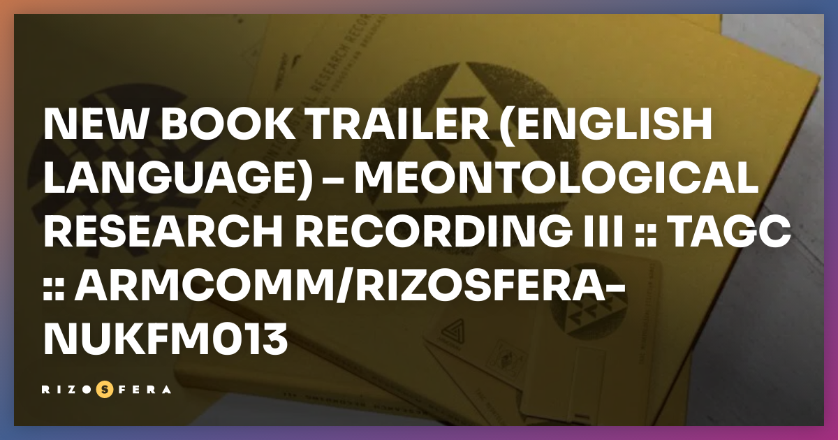 New book trailer (English Language) – Meontological Research Recording ...